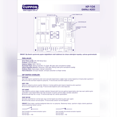 Cuppon KP 104 Garaj Kapısı Alıcı Kartı - Poledoor